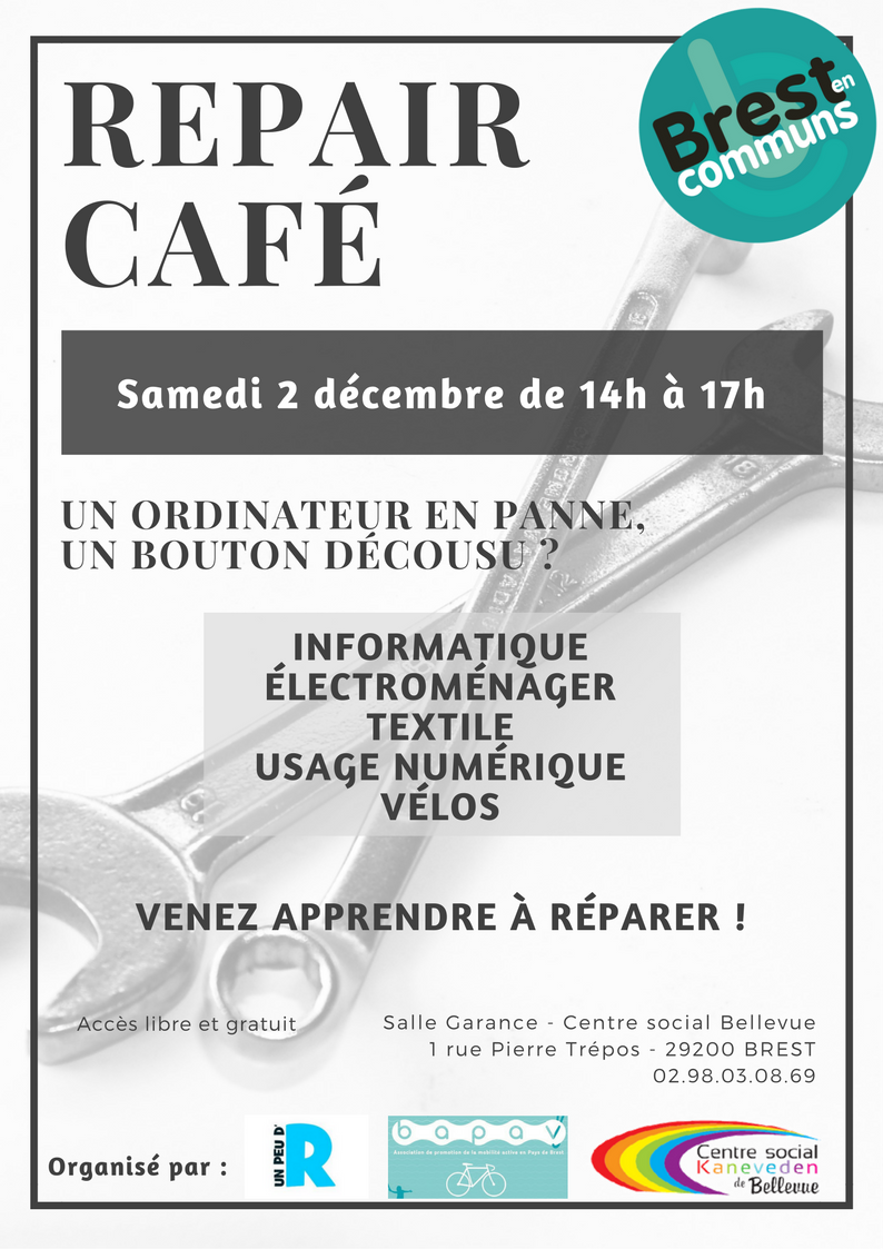 Repair Café, l’art de réparer et prendre un café ! – BaPaV – Brest à ...